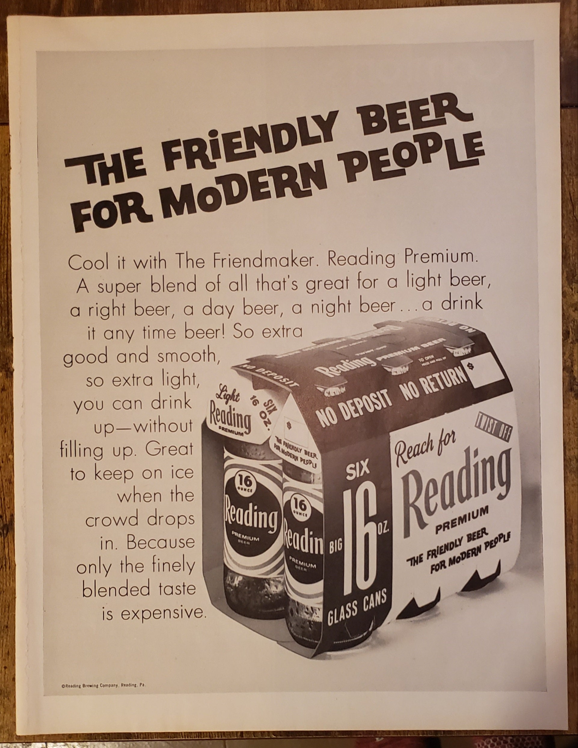 Vintage Reading Beer Ad // 1969 // Retro Decor - Etsy