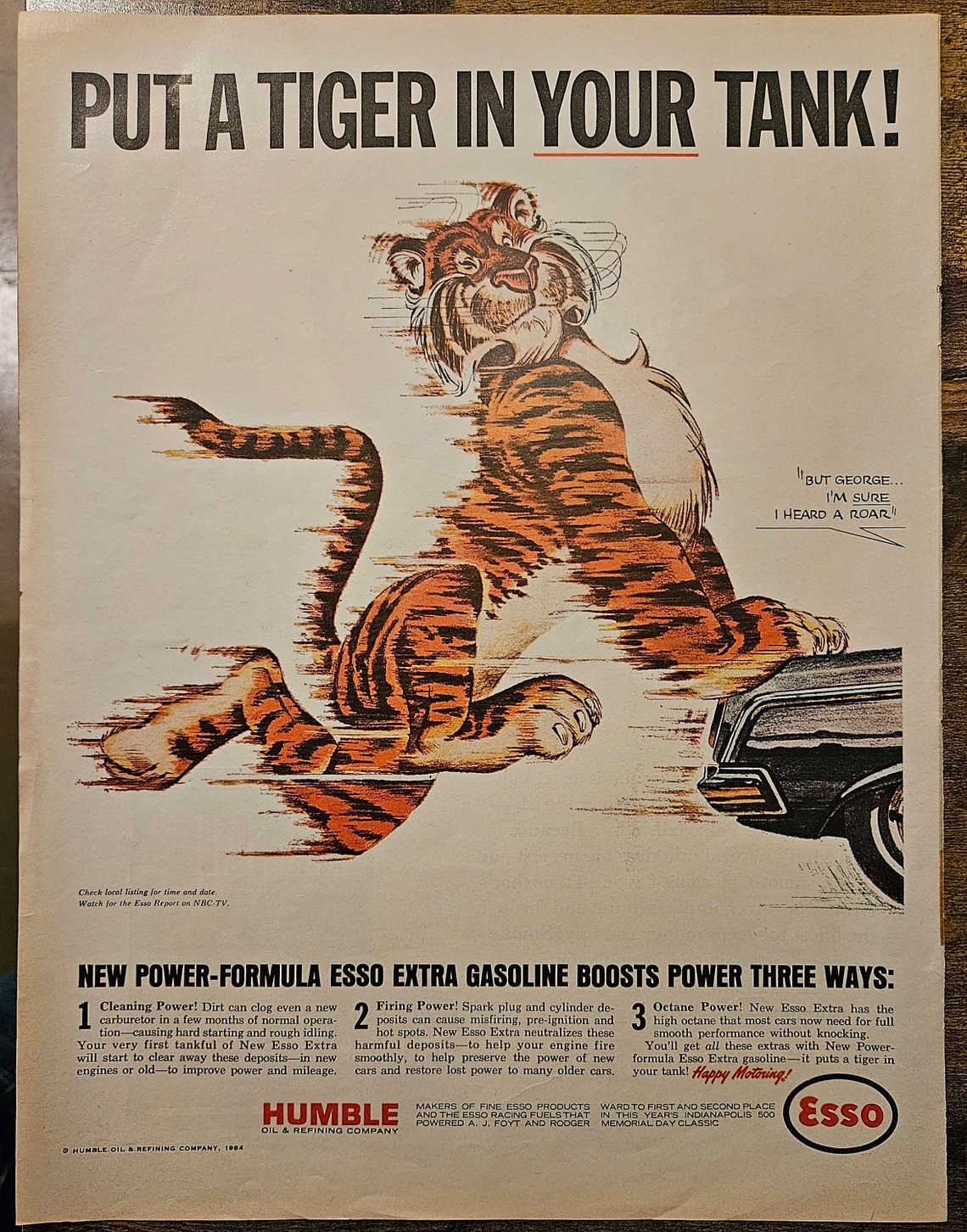 Esso Tiger in Your Tank Vintage Print Ad // 1960s // Retro Decor - Etsy