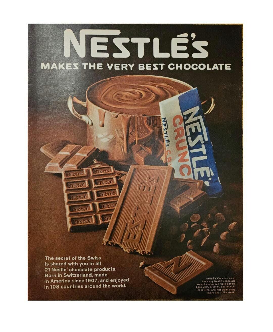 Nestlé Vintage Print Ad 1960s Retro Decor - Etsy