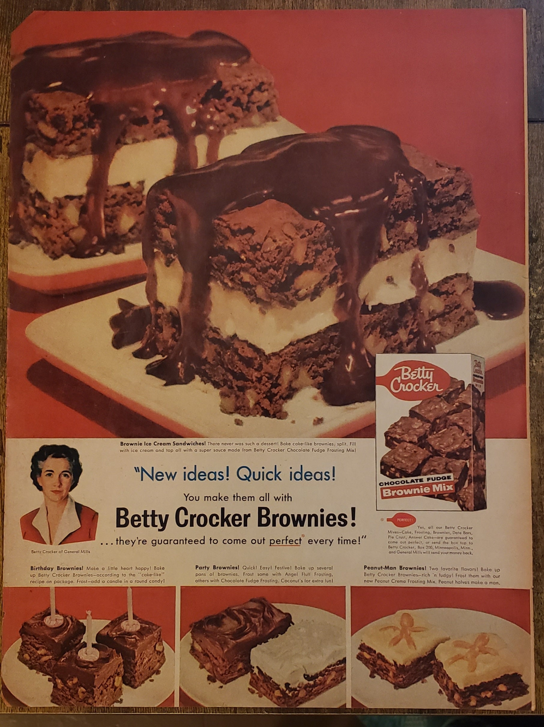 Vintage Betty Crocker Brownies Ad // 1950s // Retro Decor - Etsy