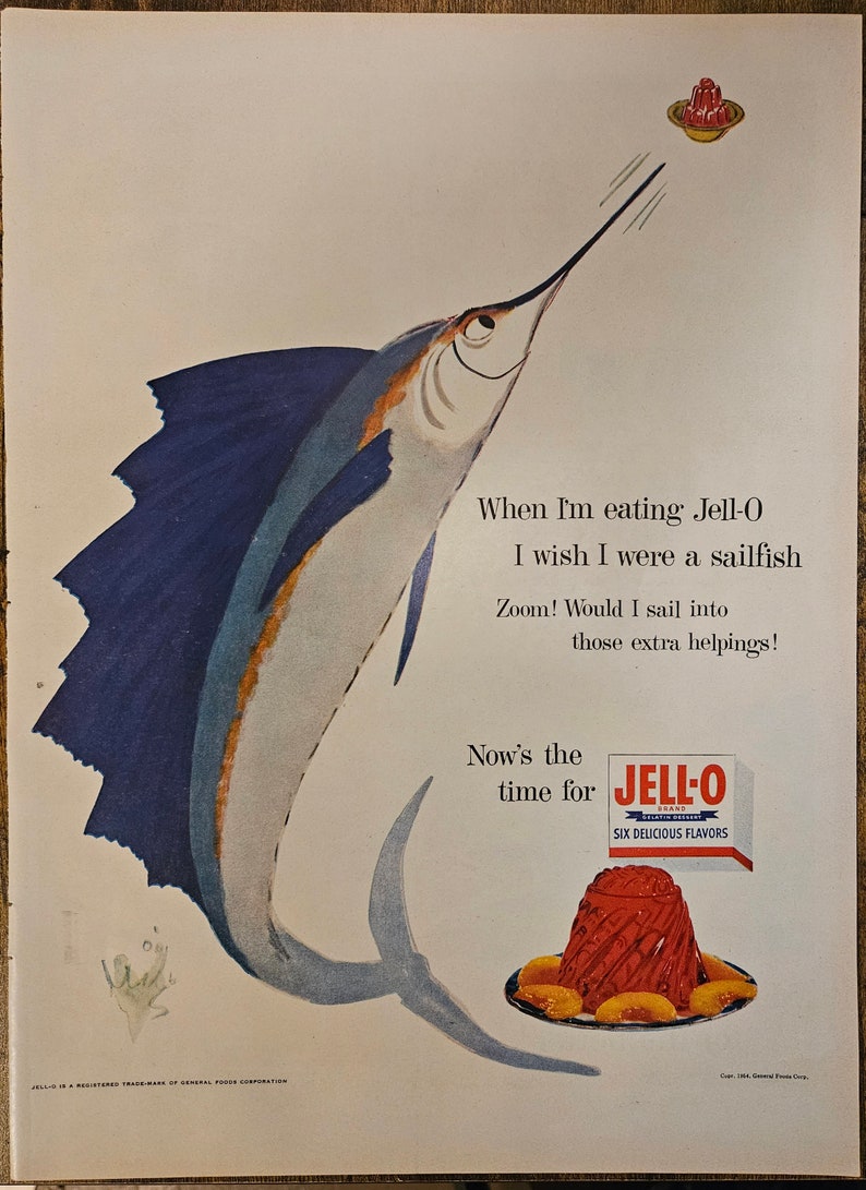 Vintage Jell-o Gelatin Ad // 1950s // Retro Decor - Etsy