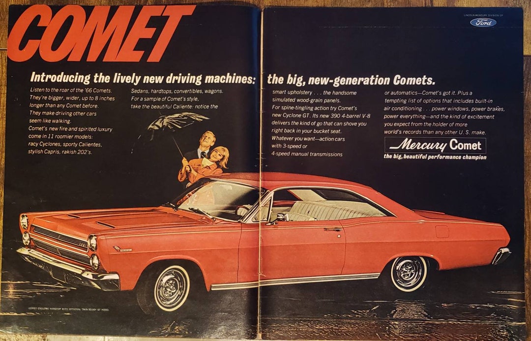 Vintage 1966 Mercury Comet Ad // Retro Decor - Etsy