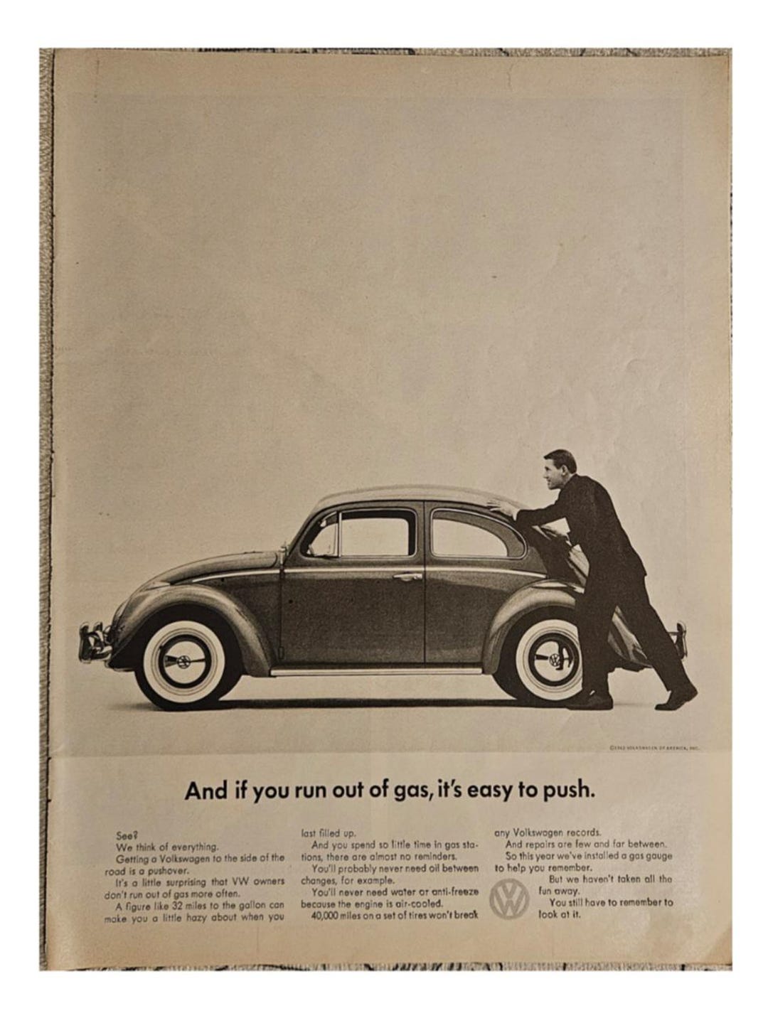 Vintage Volkswagen Beetle Ad 1960s Retro Decor - Etsy