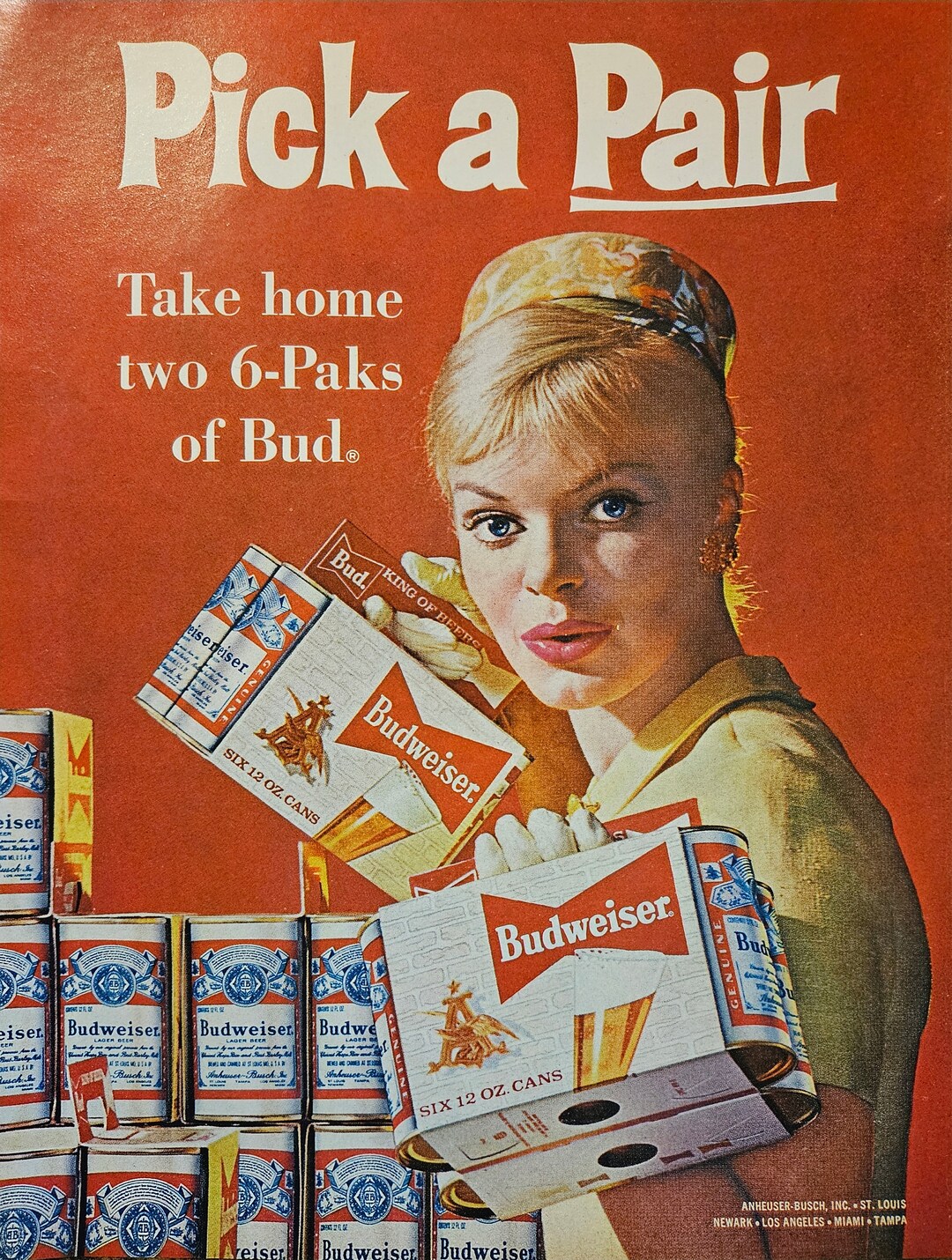 Vintage Budweiser Beer Print Ad // 1961 // Retro Decor - Etsy