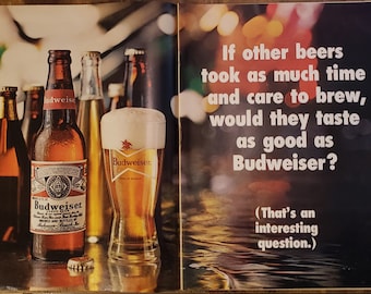 Christmas Budweiser Bud Beer Ad Woman Yule Tree Flirt Beer Drinking ...