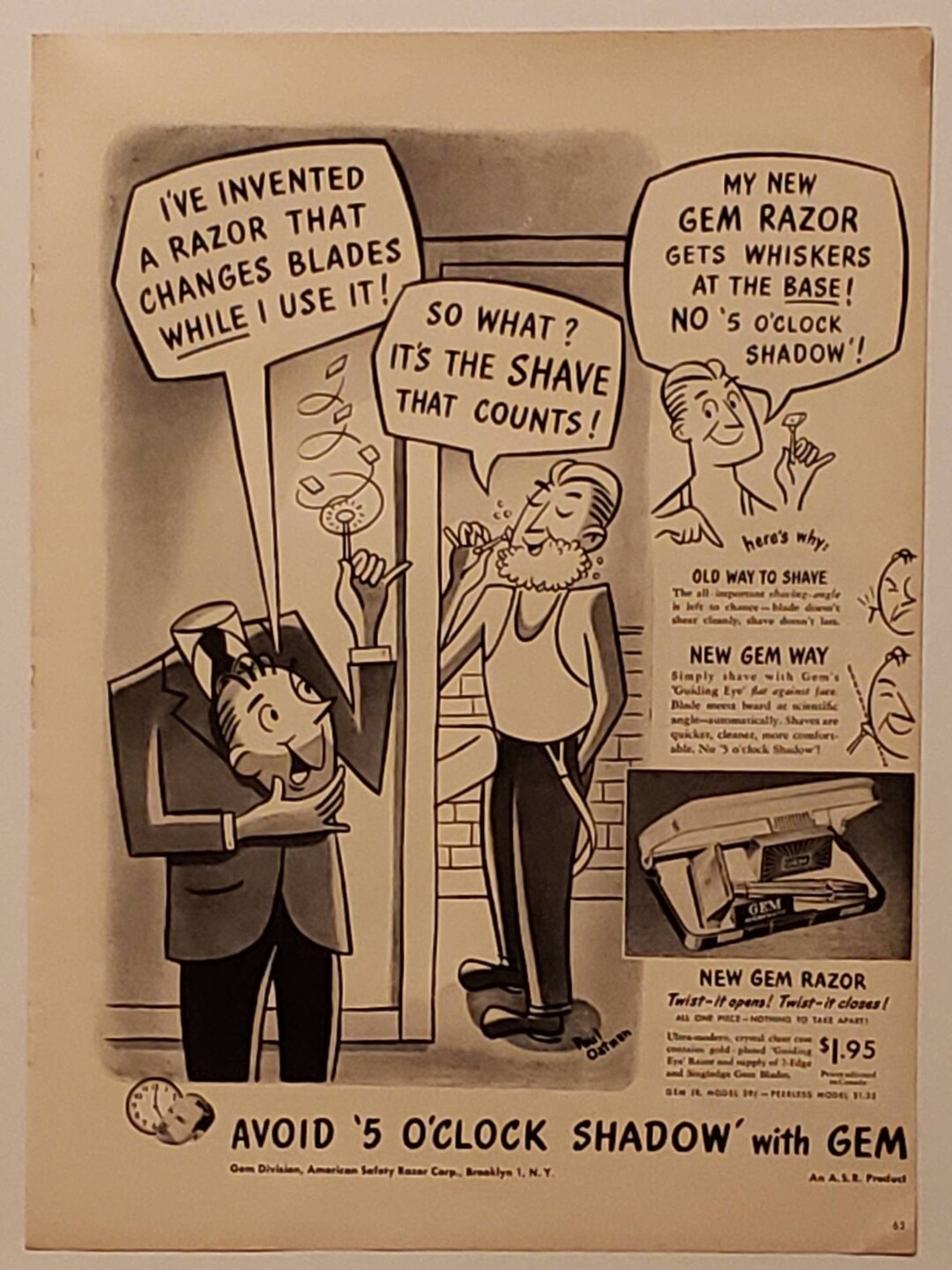 Vintage Gem Razors Ad // Retro Design - Etsy