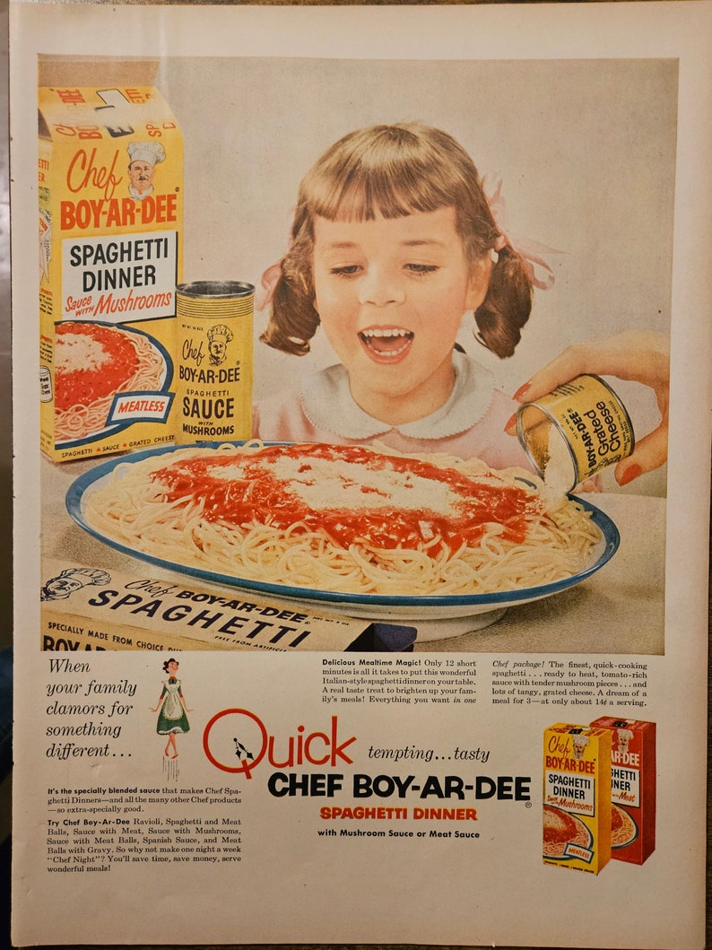 Vintage Chef Boy-ar-dee Ad // 1960s // Retro Decor - Etsy