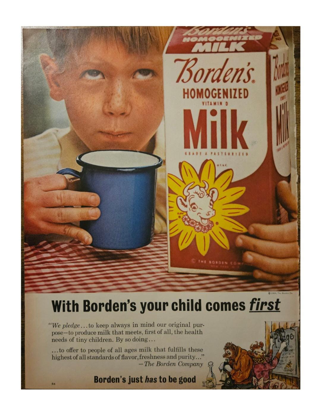 Vintage Borden's Milk Print Ad 1960s Retro Decor - Etsy