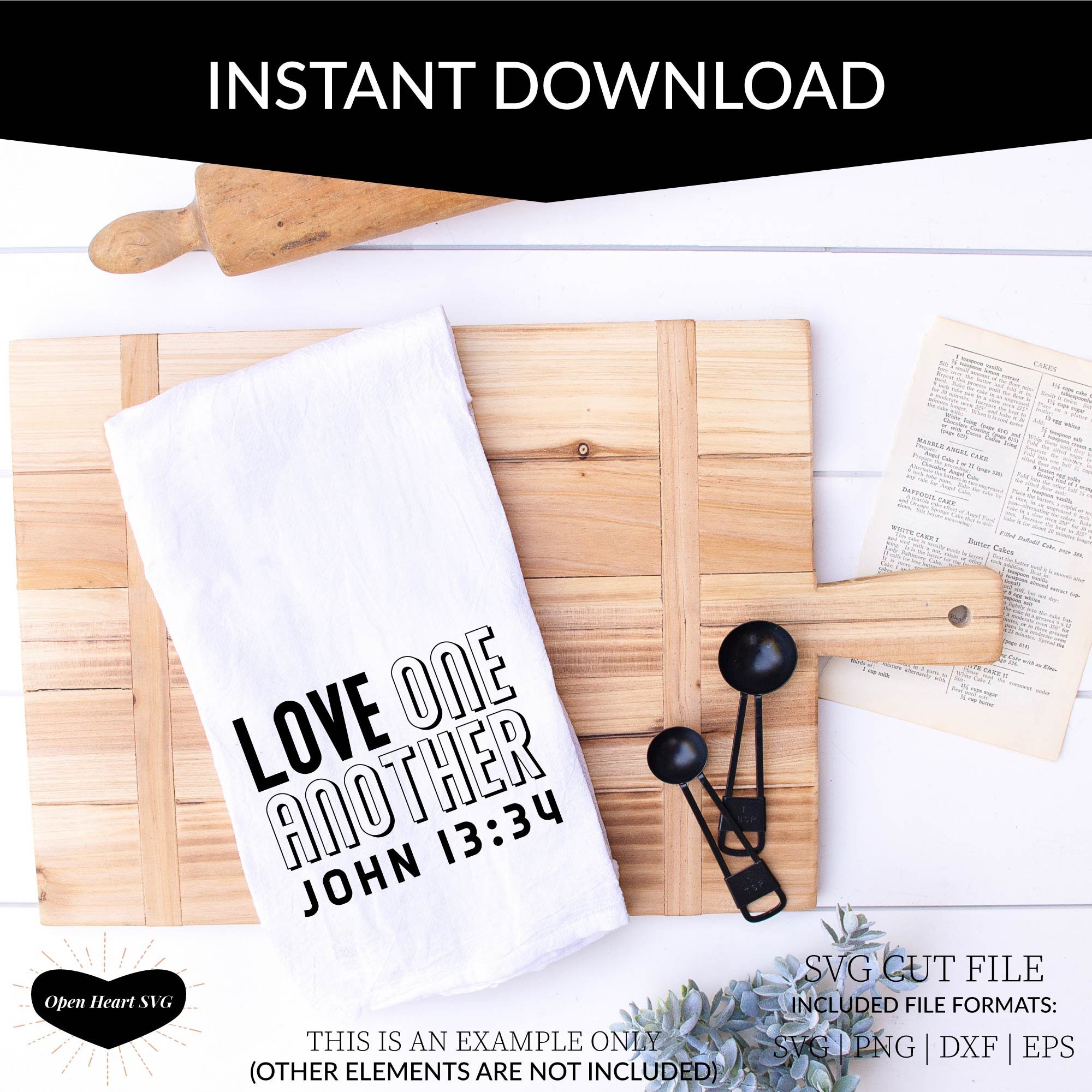 Love One Another, John 13:34 Scripture SVG Cut File, Vector File ...