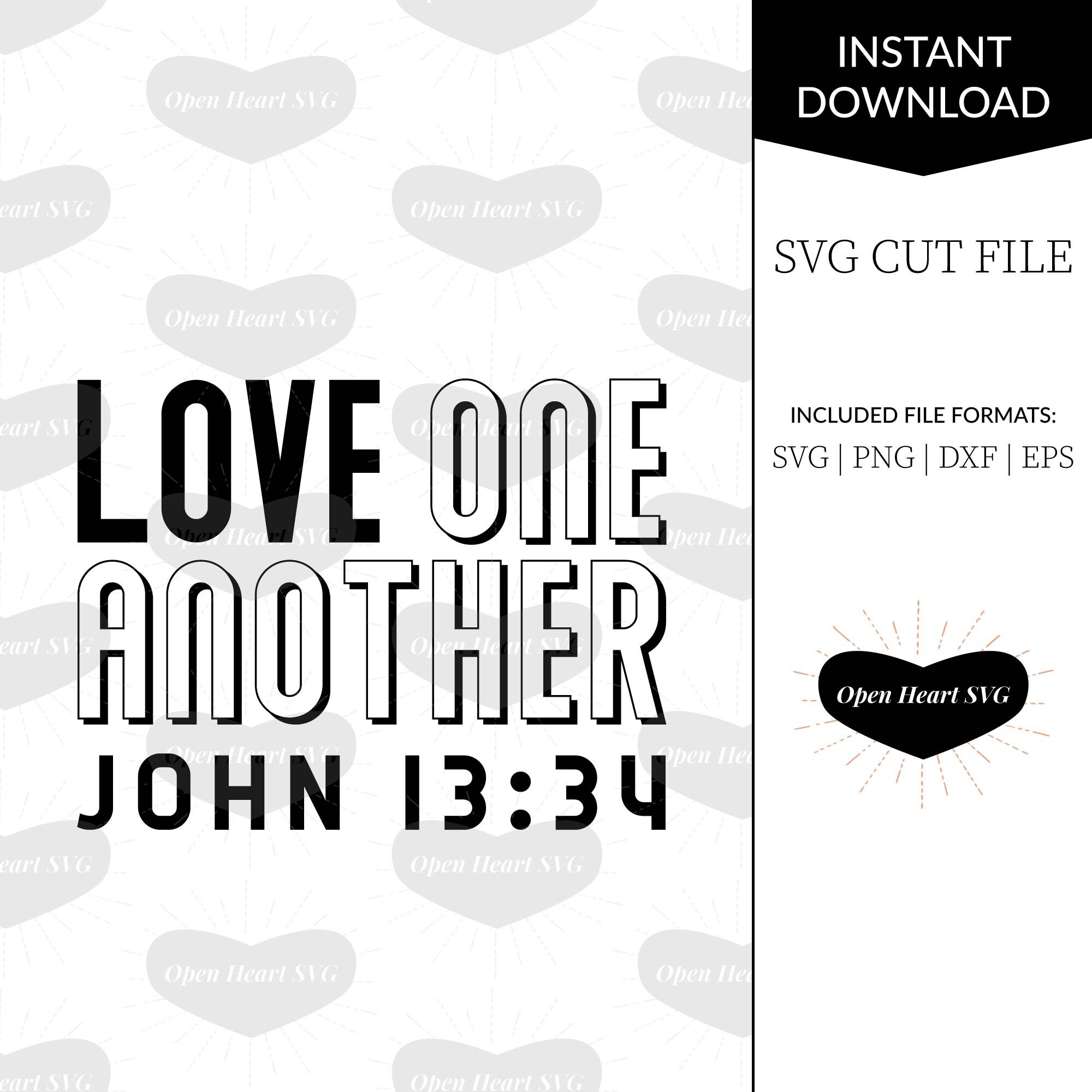 Love One Another, John 13:34 Scripture SVG Cut File, Vector File ...