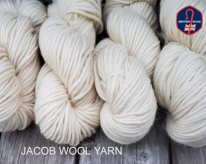 100% Jacob Wool Yarn, Cruelty Free, Super Chunky, Natural, Undyed ...