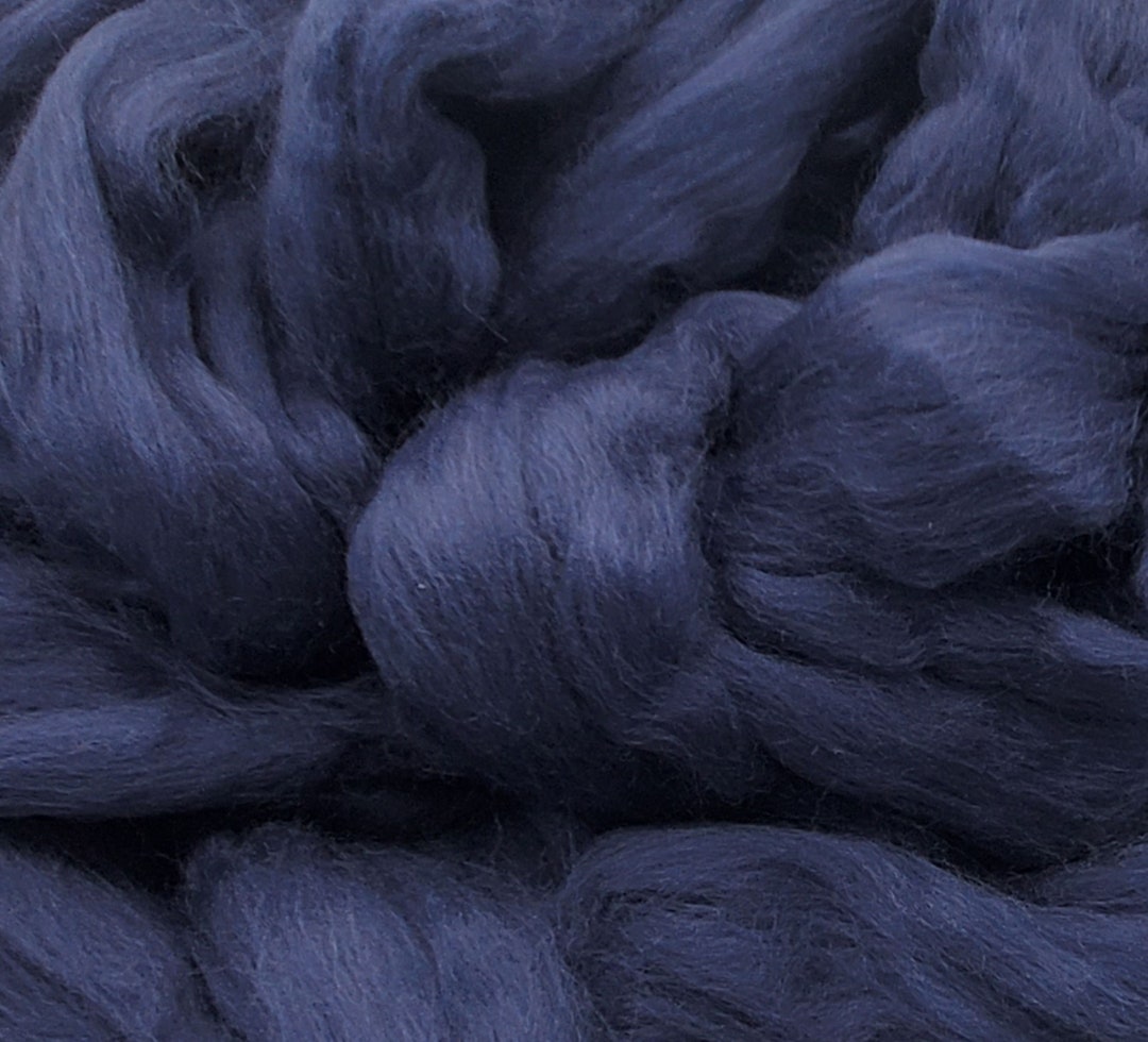 21.5mic MIDNIGHT Merino Wool Roving, Top Wool, Combed Top, Dark Blue ...