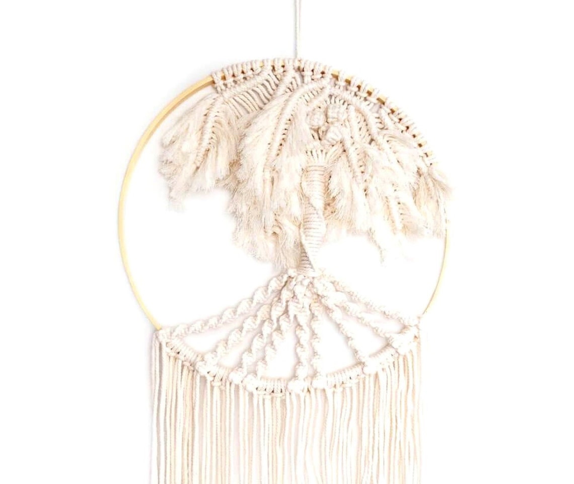 Solid Oak Macrame Wall Hanging Palm Tree DIY Easy Beginner - Etsy