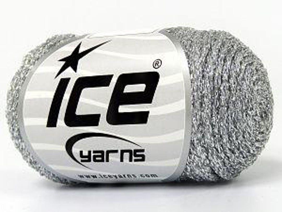 10pk Brillante Silver Yarn, Metallic Lurex, 3 DK, Worsted, Ice Yarn ...