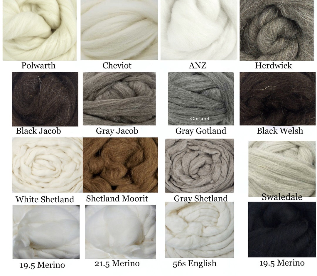 SALE Natural Wool Roving, Undyed Top Wool, Merino, Jacob, Shetland ...