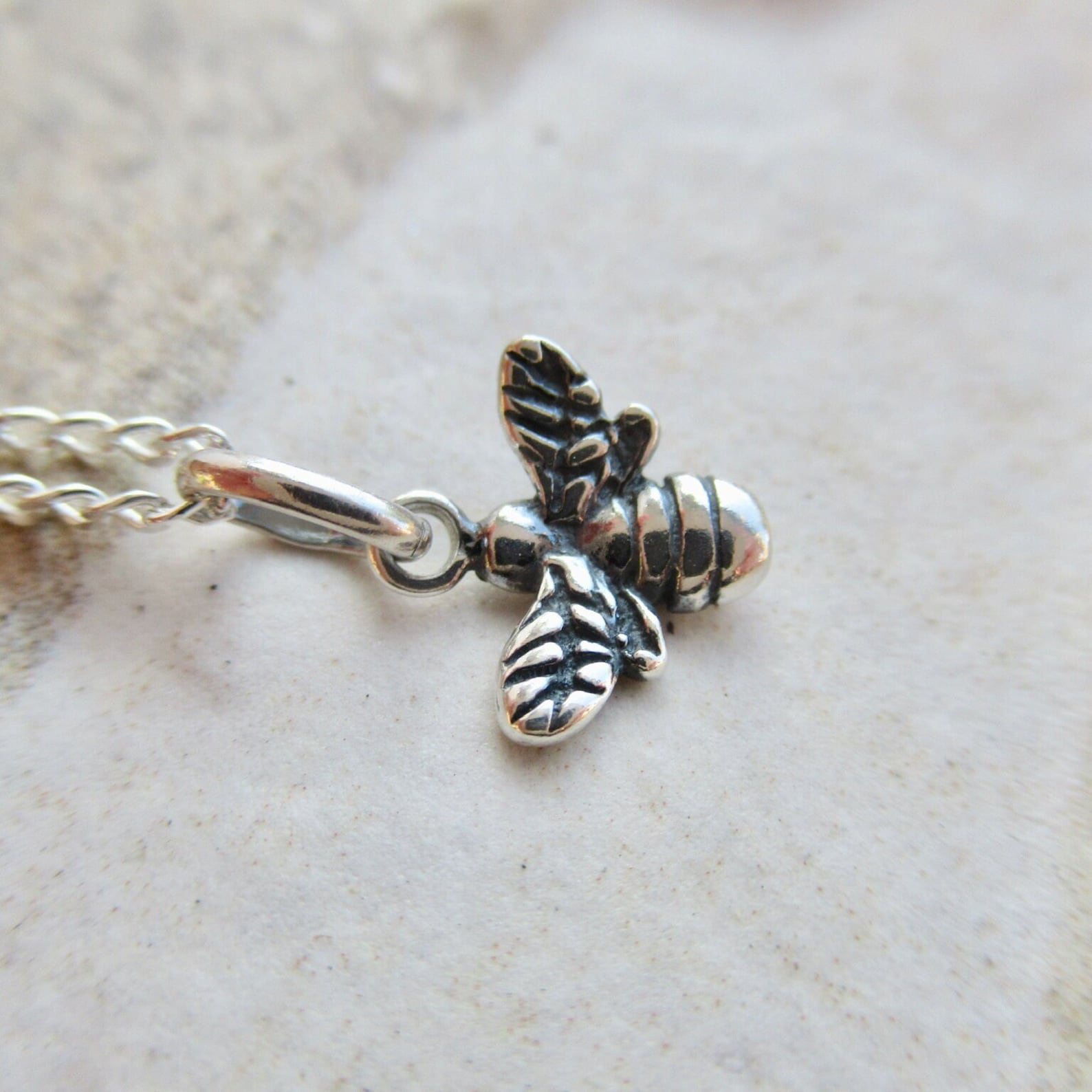 Silver Bee Necklace, Bee Necklace, Bee Jewellery, Bee Birthday Gift ...