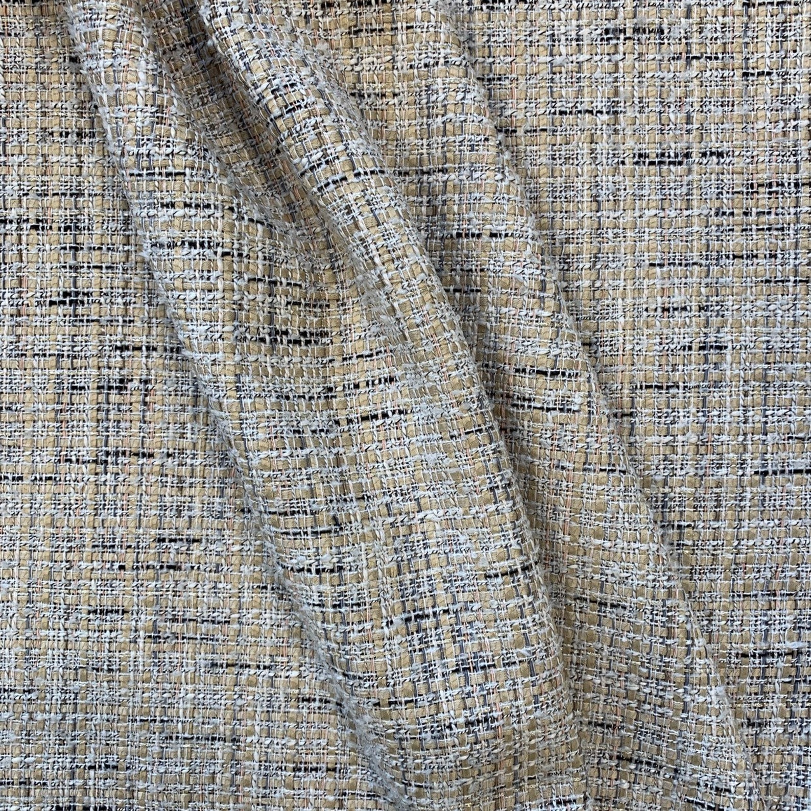 Fabric tweed melange multicolor in beige colors | Etsy