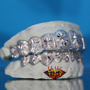 Custom Grillz With Sunburst Cuts and Diamond Dust - Etsy