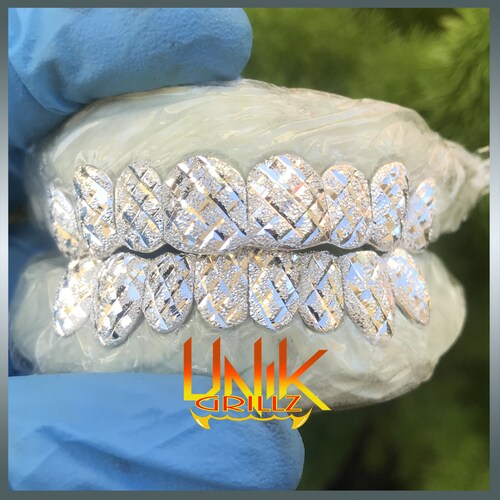 Custom Grillz With Full Diamond Dust/nugget Cuts - Etsy