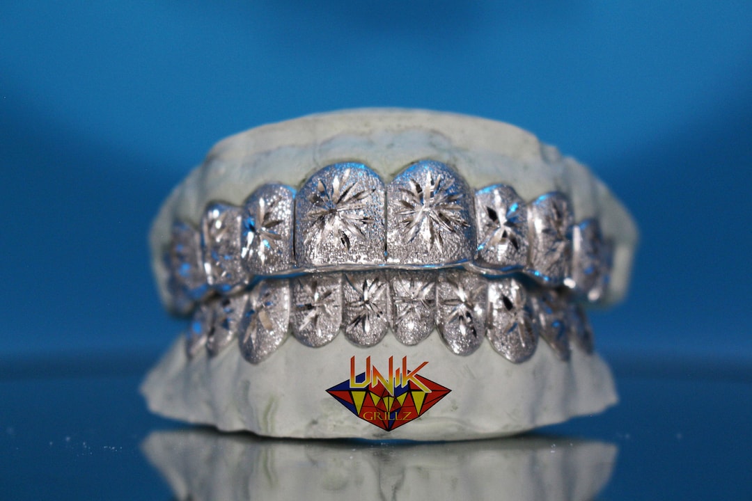 Custom Grillz With Sunburst Cuts and Diamond Dust - Etsy