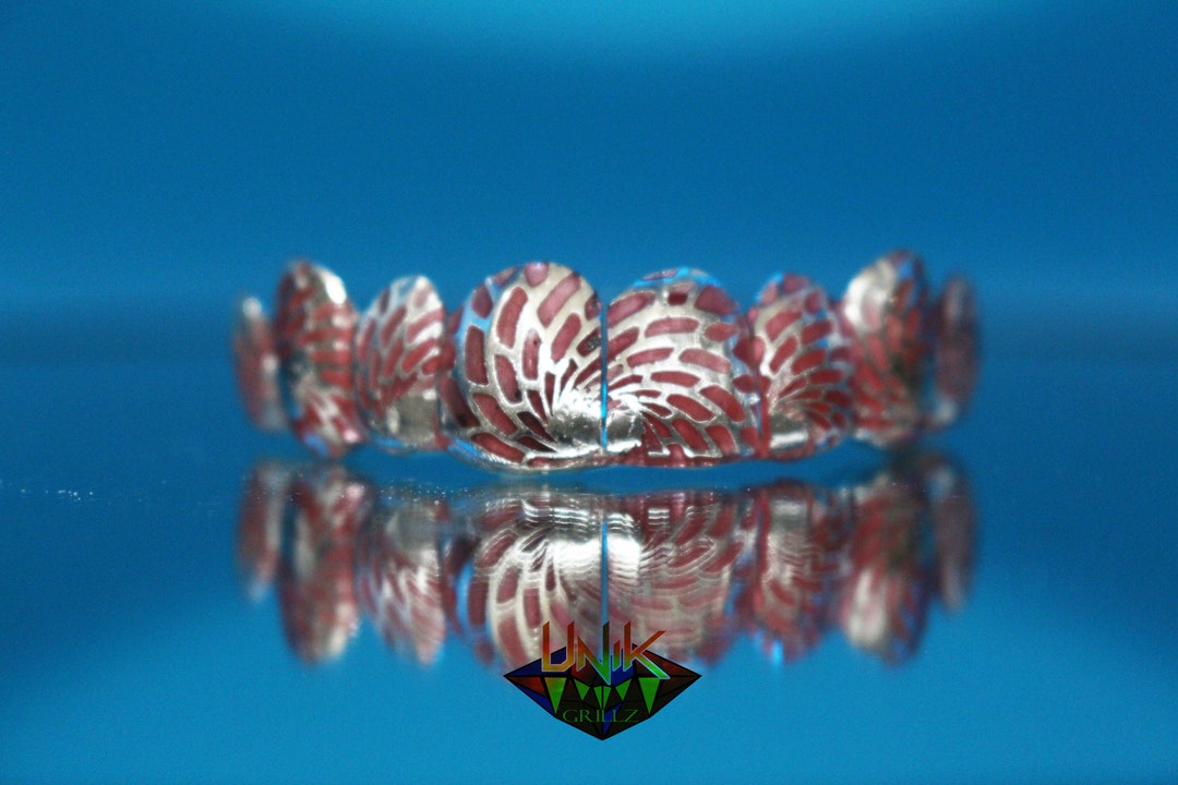 Custom Grillz With Swirly Lines & Color Enamel by Unik - Etsy