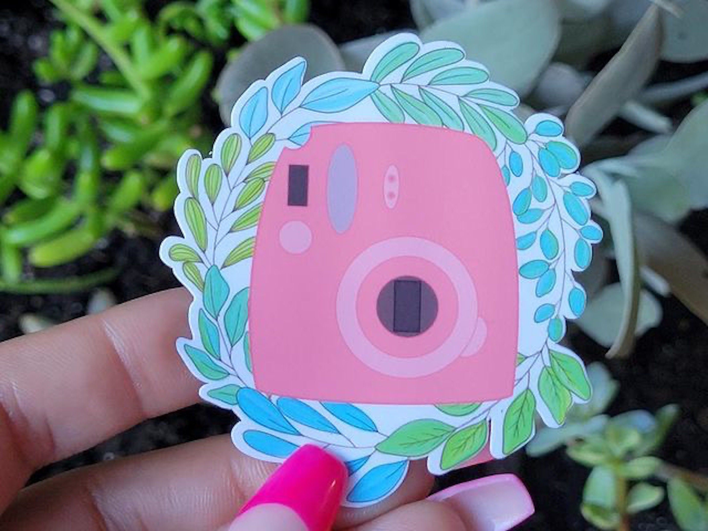 Camera Sticker, Polaroid Sticker, Camera Wreath, Wreath Sticker, Cute ...