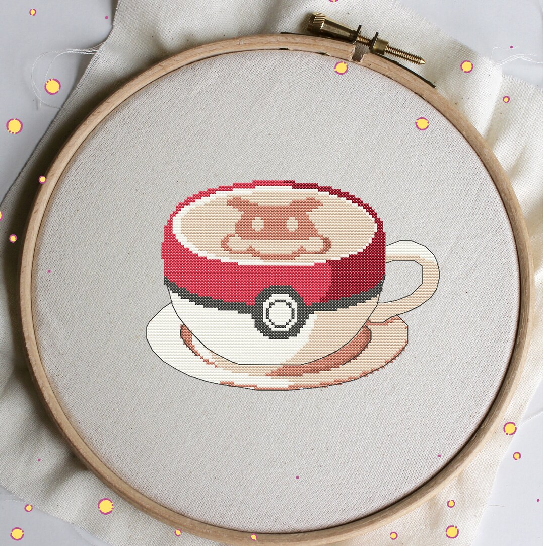 Eevee Latte Cross Stitch Pattern, Kawaii Cross Stitch, Pastel Cross ...