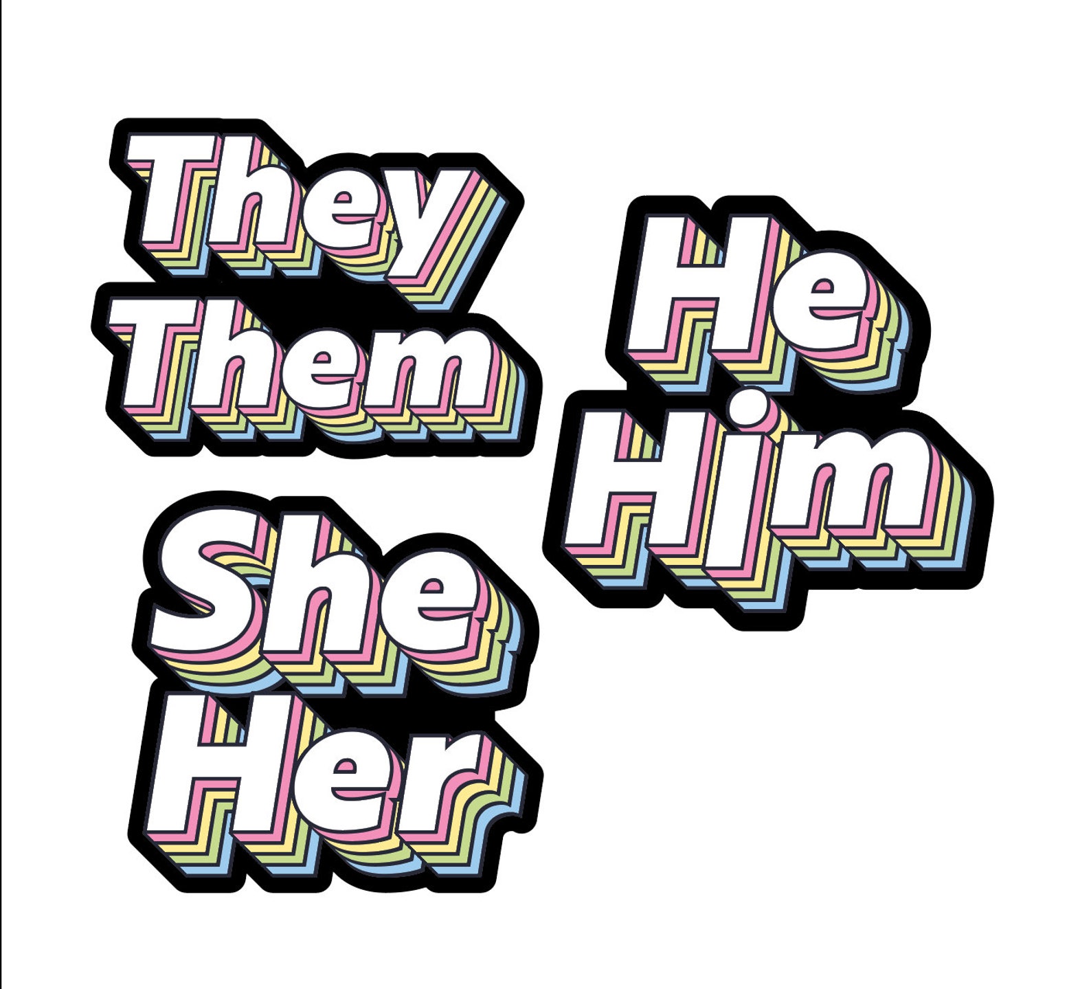 Pronoun Sticker Vinyl Sticker for Laptop or Water Bottle - Etsy