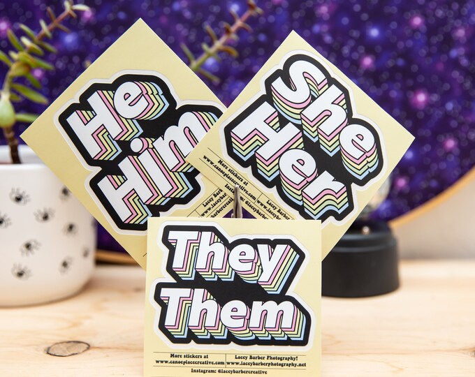 Pronoun Sticker Vinyl Sticker for Laptop or Water Bottle She/her He/him ...