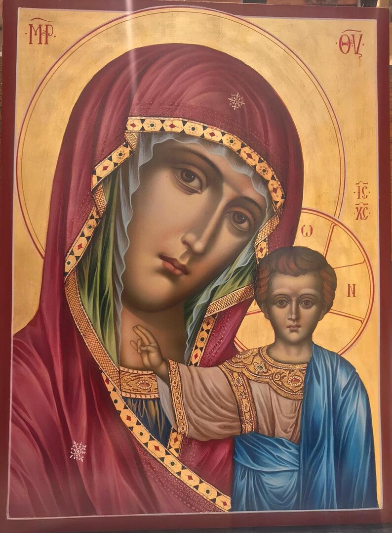 Ikone 30x40cm Mutter Gottes Handbemalte Ikone orthodoxe | Etsy