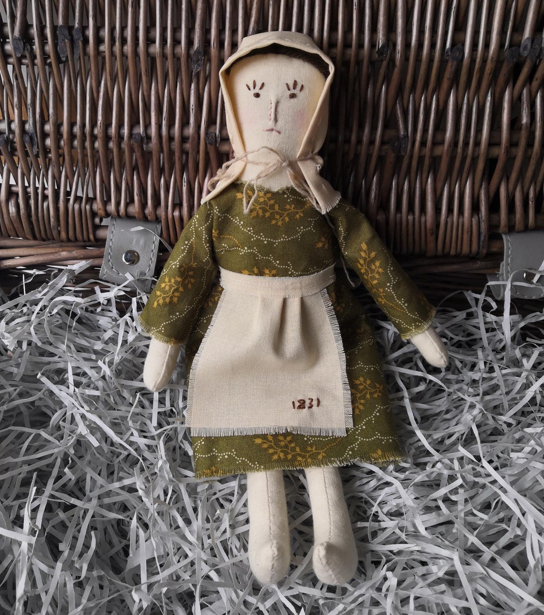 Handmade 9.5 Primitive Prairie Doll Decoration, Cloth Fabric Pioneer ...