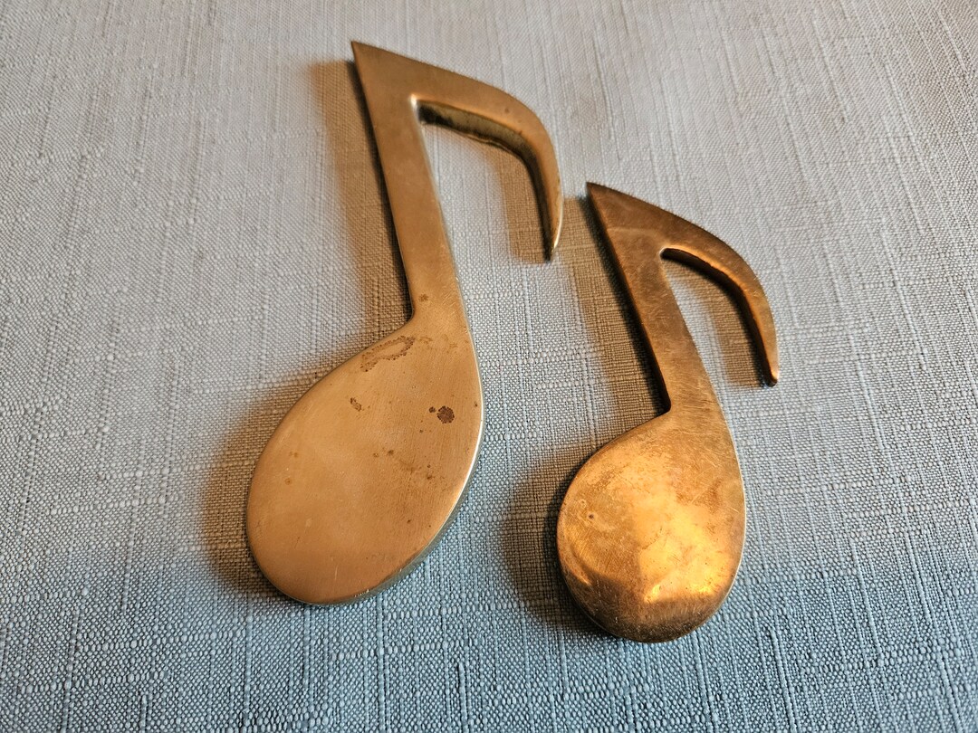 Vintage Solid Brass Music Notes Set of 2 - Etsy