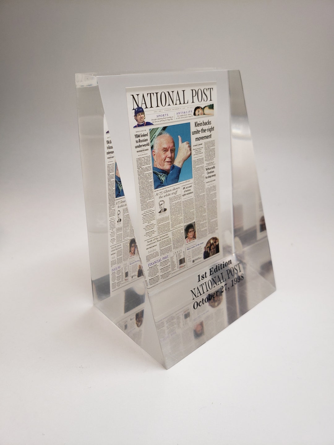 Vintage Lucite Paperweight 1st Edition National Post Front Page Oct. 27 ...