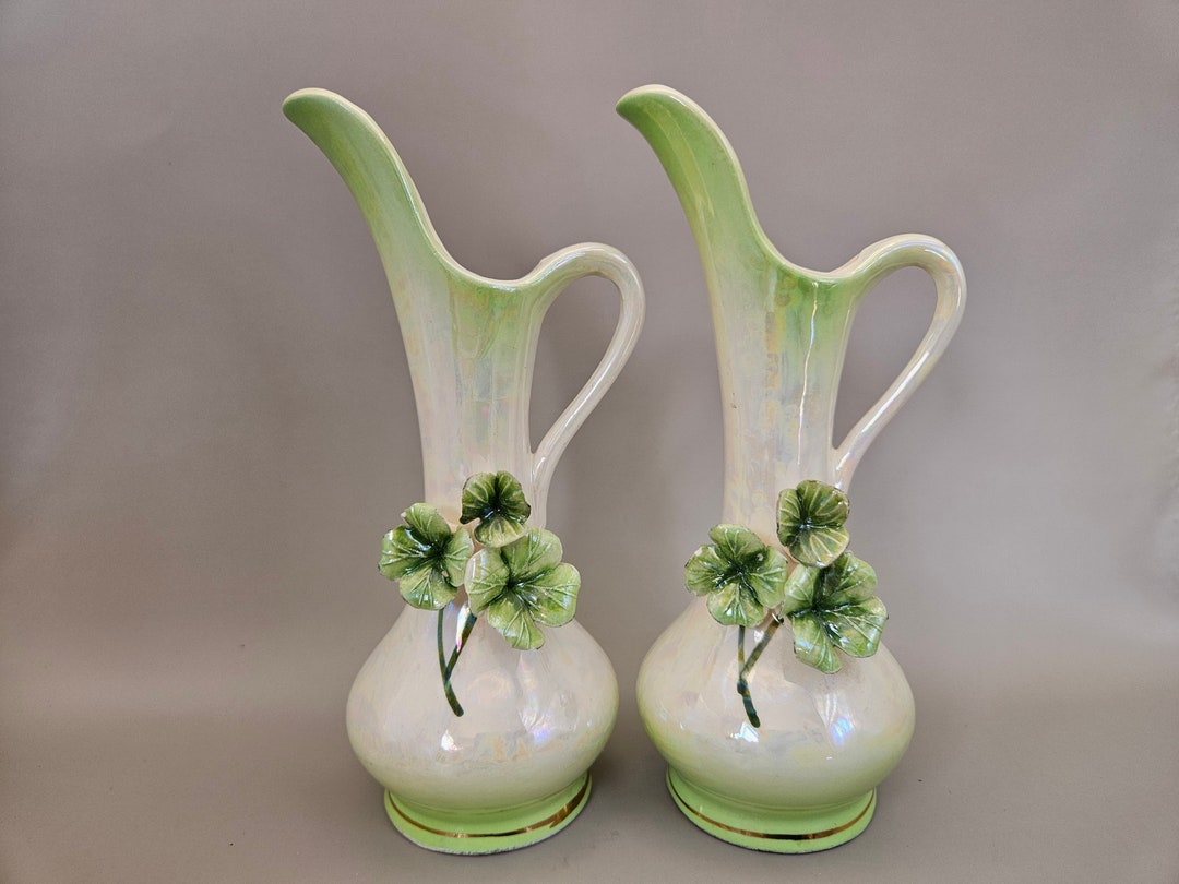Vintage Pair Shamrock Ewer Vases Lusterware Japan - Etsy