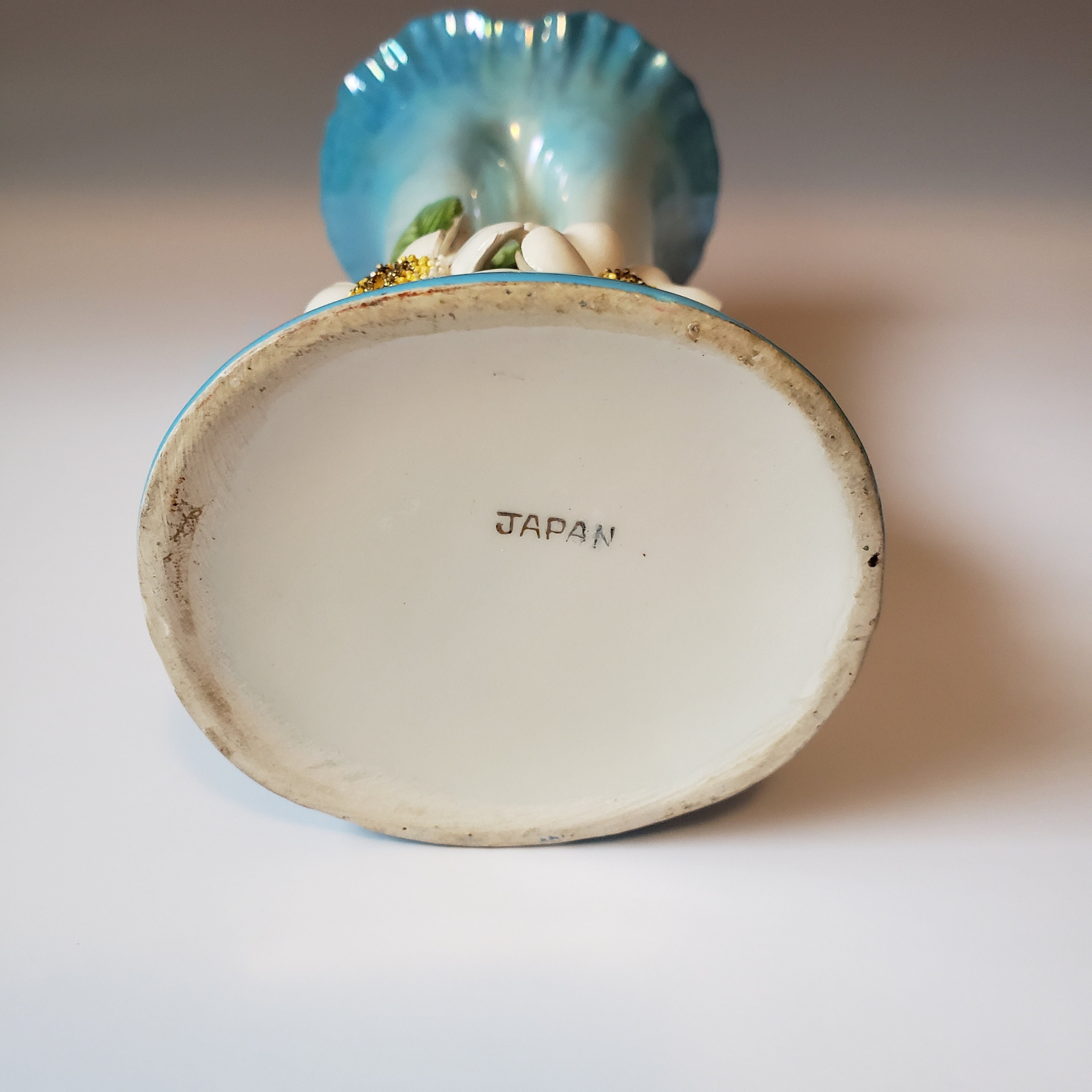 Vintage Lusterware Vase Made in Japan Blue White Flowers - Etsy