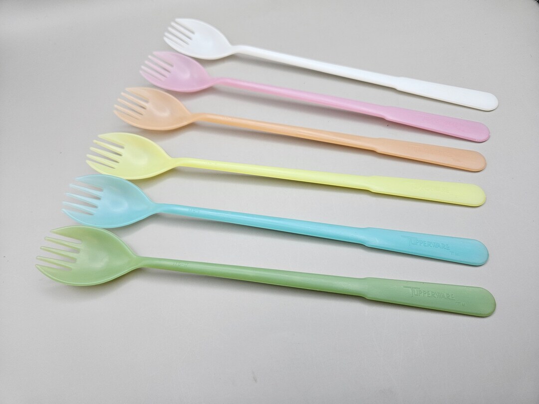 Vintage Tupperware Pastel Fork O Spoons Long Handled Sporks Millionaire ...