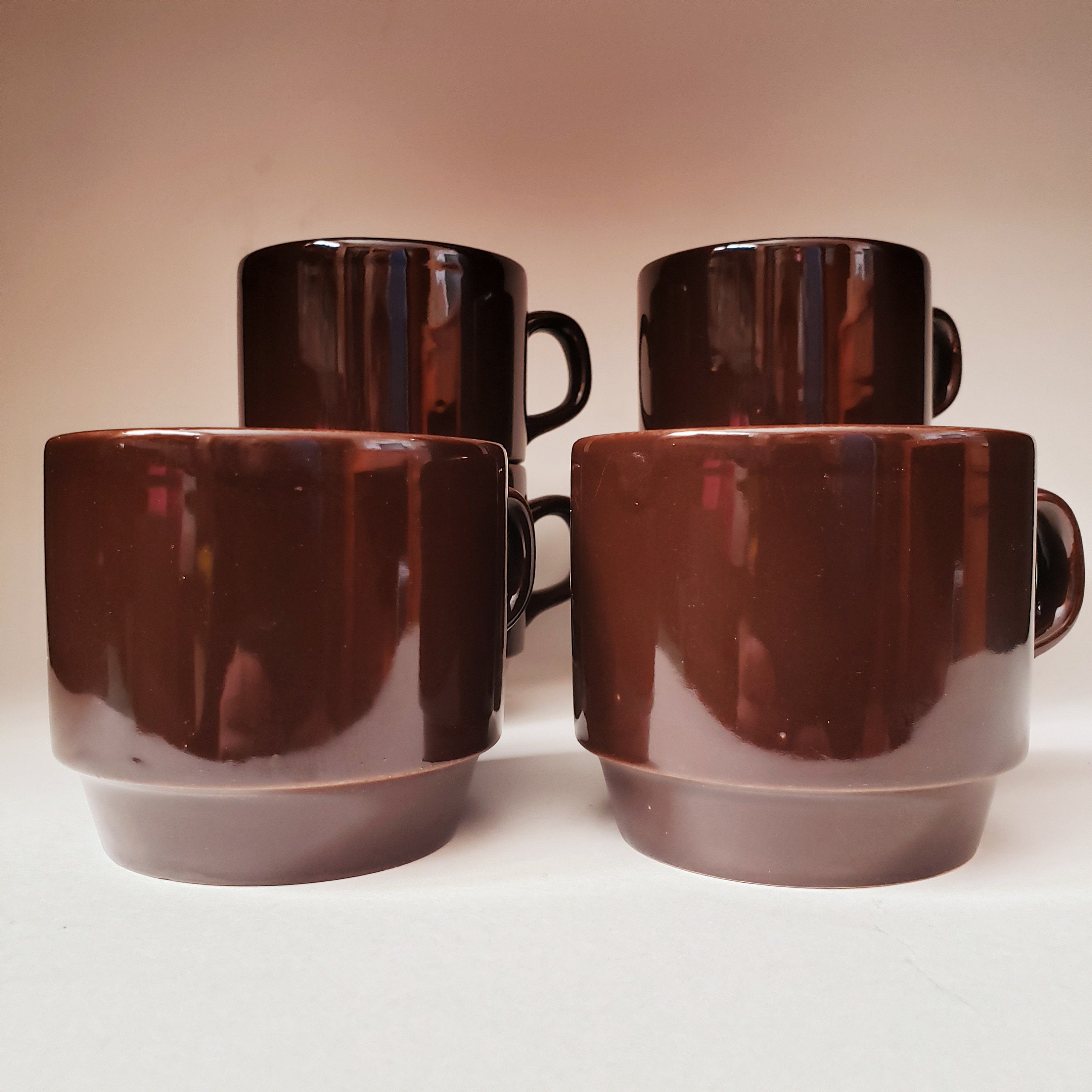 Vintage Biltons England Stackable Brown Mugs | Etsy