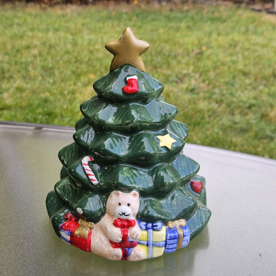 Vintage Ceramic Christmas Tree Coin Bank Made in Taiwan - Etsy