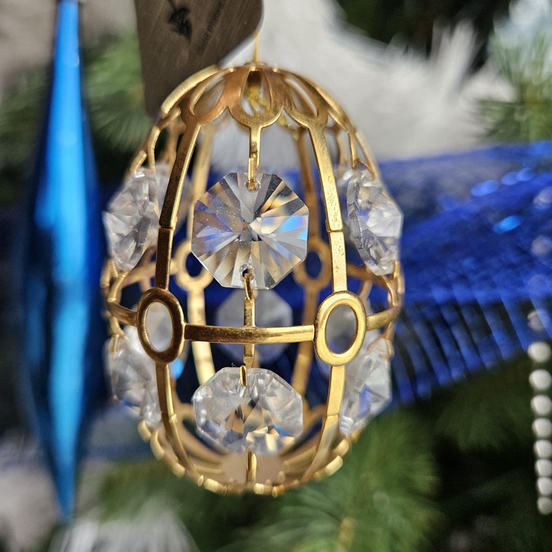 KG & C Crystal Temptations Egg Shaped Christmas Ornament Gold Plated ...