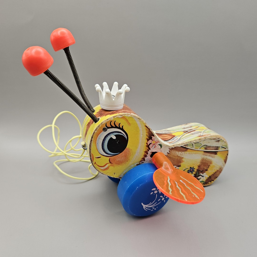 Vintage Fisher Price Queen Buzzy Bee Wooden Pull Toy - Etsy