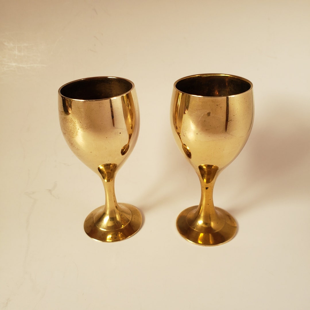 Vintage Brass Small Goblets Set of 2 - Etsy