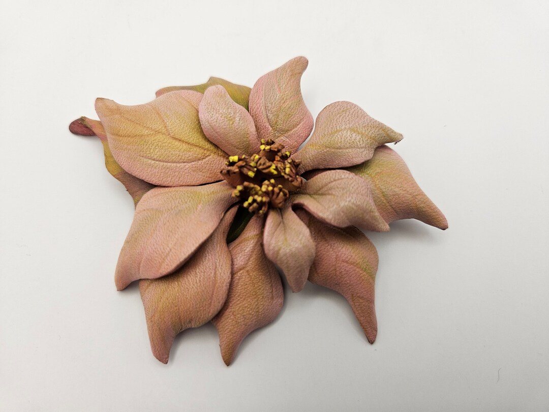 Vintage Hand Tooled Leather Flower Brooch Pink - Etsy