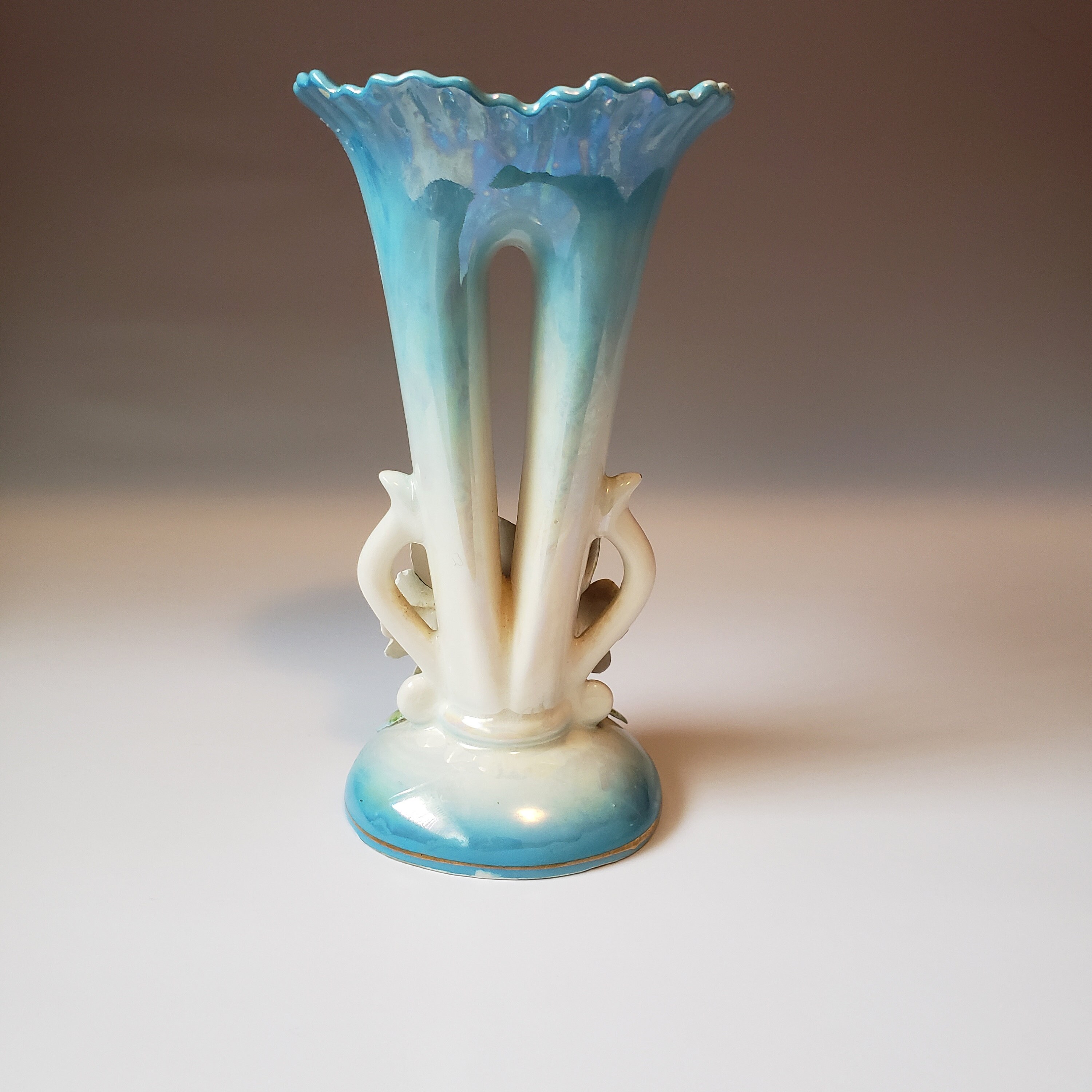 Vintage Lusterware Vase Made in Japan Blue White Flowers - Etsy