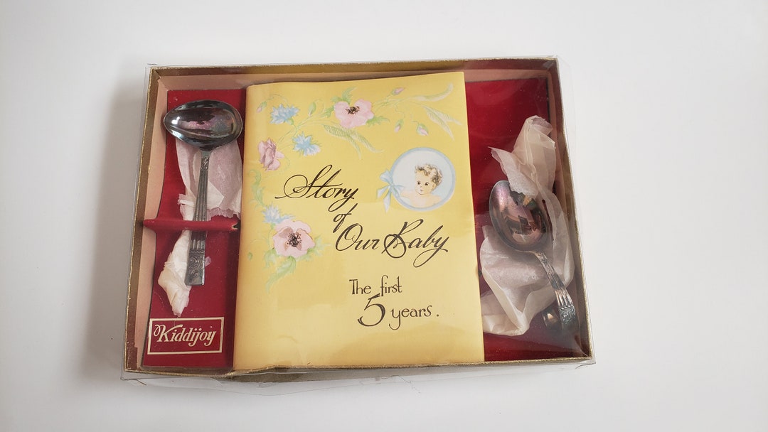 Vintage Baby Gift Set EPNS Feeding Spoons Angora Silverplate & Baby ...