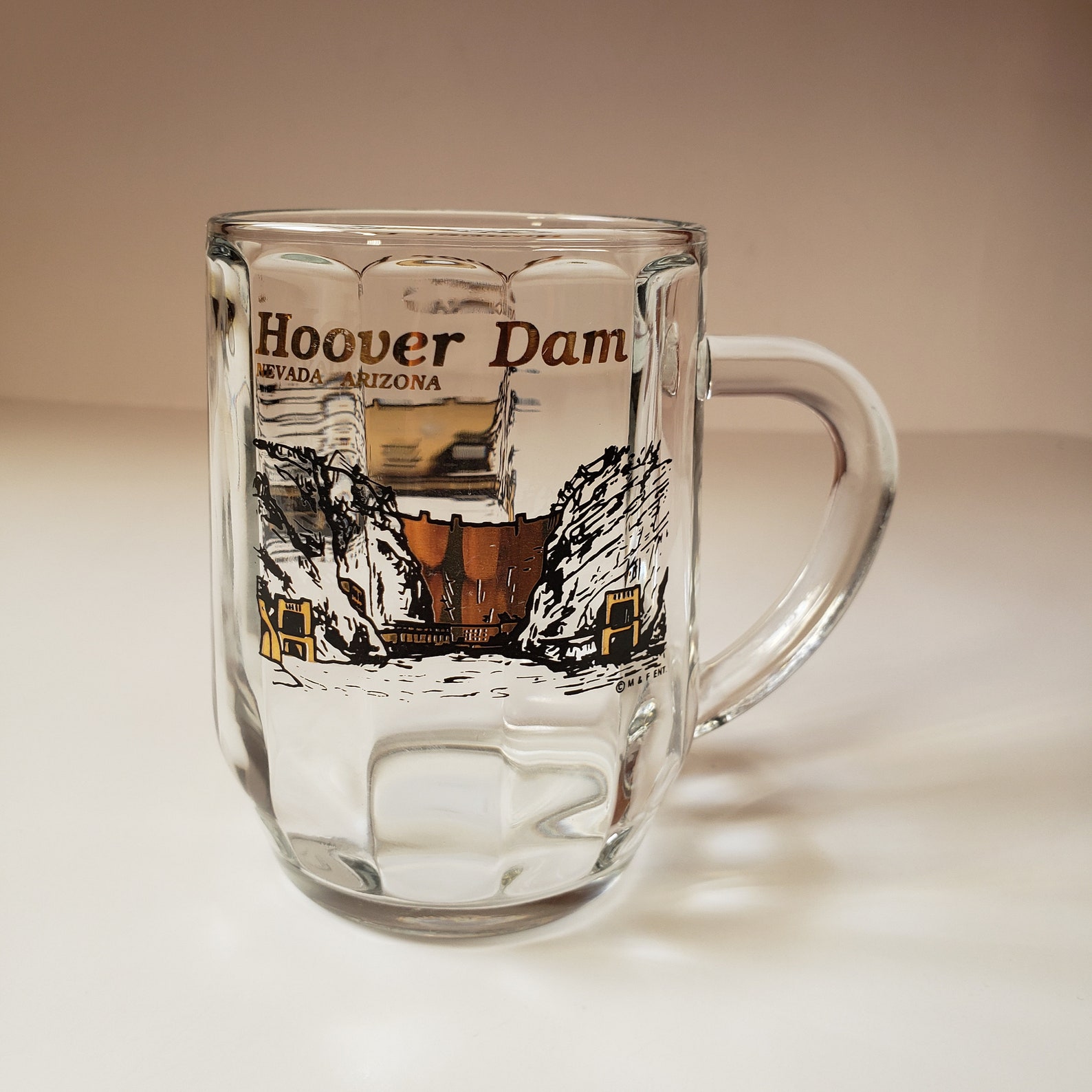 Vintage Hoover Dam Souvenir Glass Mug Gold & Black | Etsy