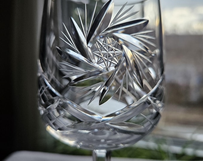 Vintage Pinwheel Tall Water Wine Glasses Bohemia Crystal Crystalex Set ...