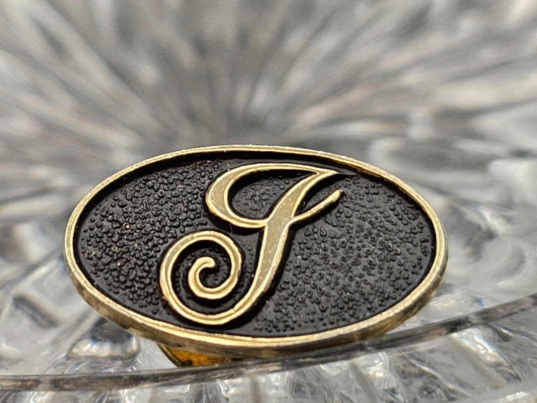 Lapel Pin Script Letter j in Gold and Black - Etsy