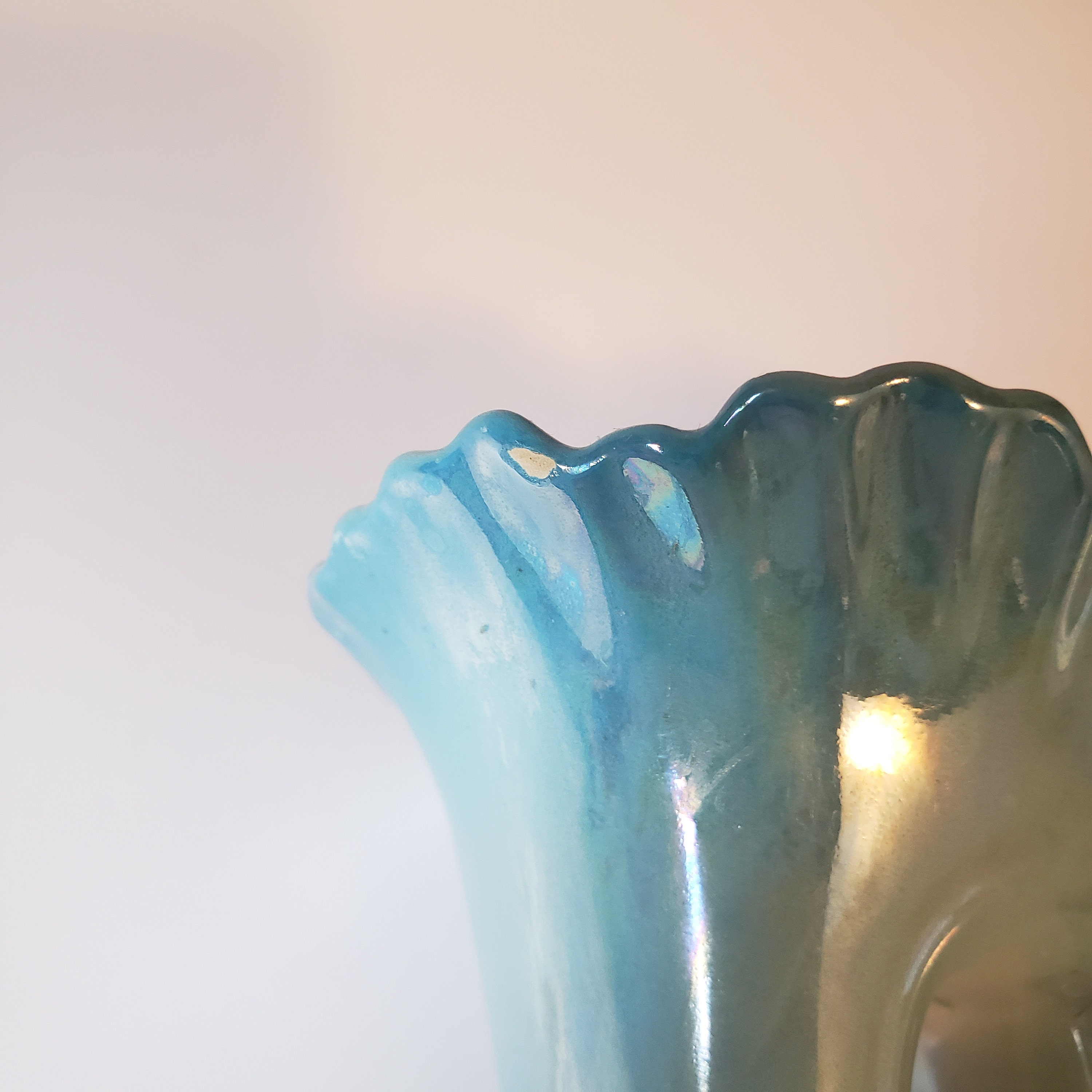 Vintage Lusterware Vase Made in Japan Blue White Flowers | Etsy