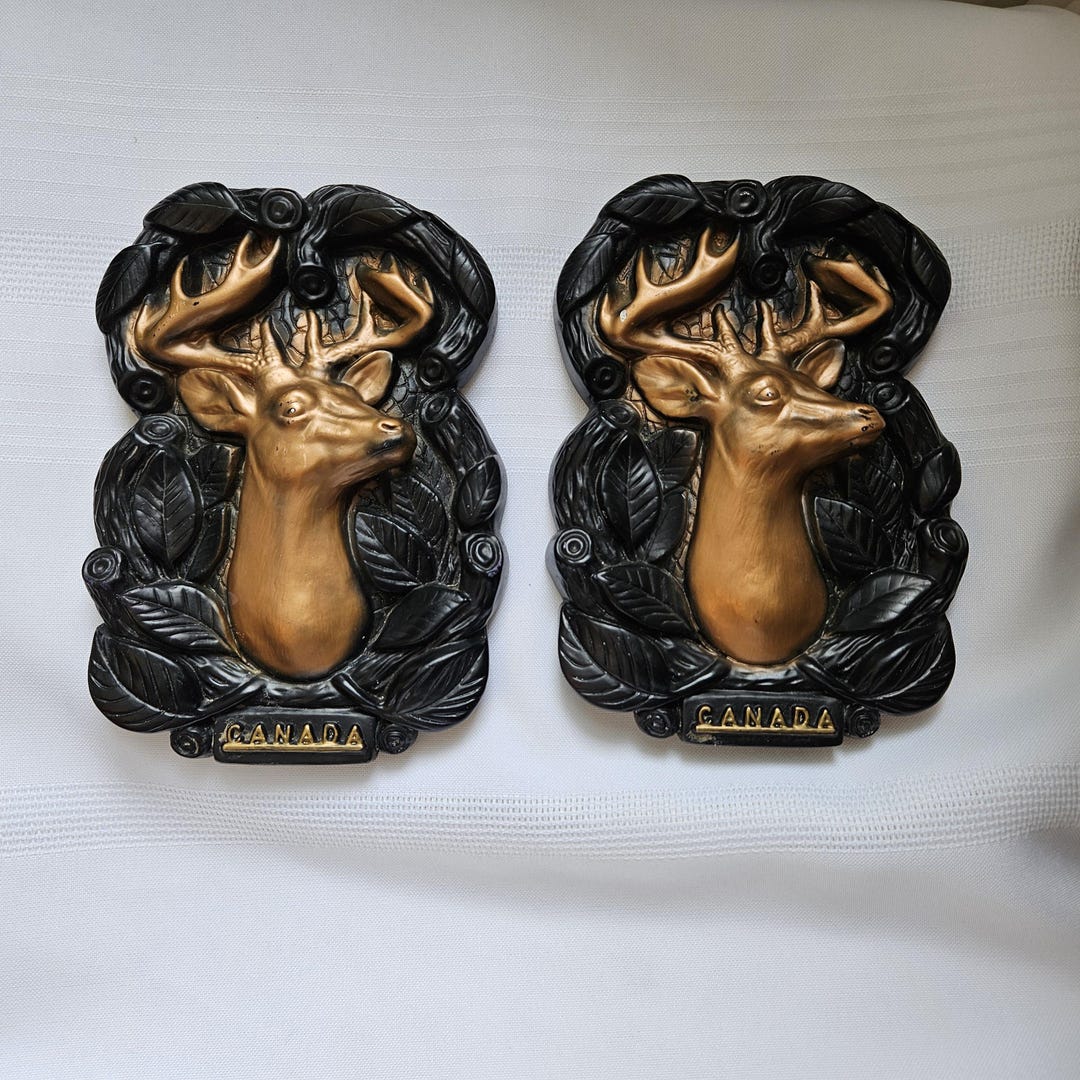 Vintage Chalkware Wall Hangings Deer Stag Favor Ware Canada Set of 2 - Etsy