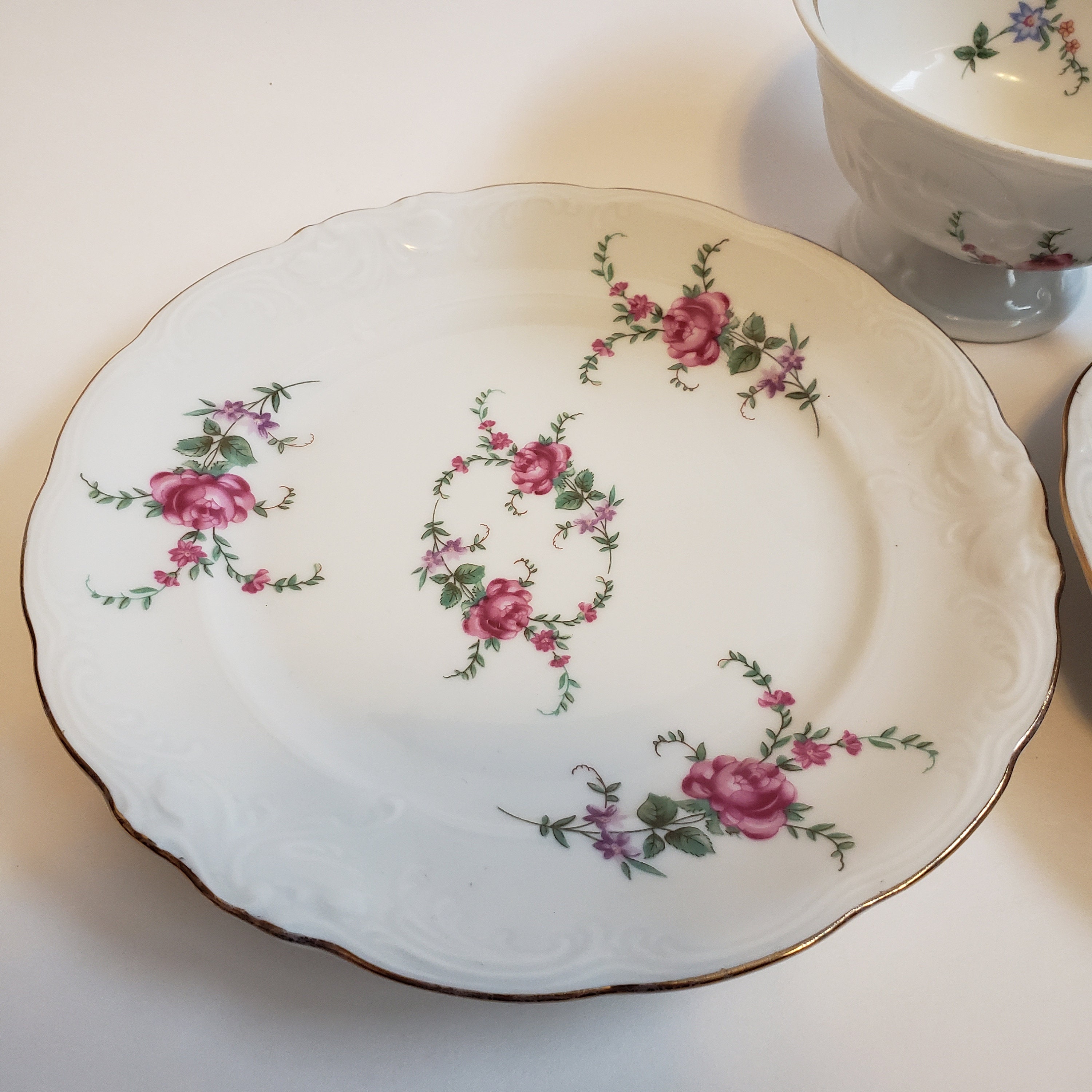 Vintage Wawel Poland Rose Trio Teacup Set Bone China - Etsy